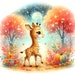 Cute Fall Giraffes Clipart Bundle, Watercolor Giraffe Clip Art Images ...
