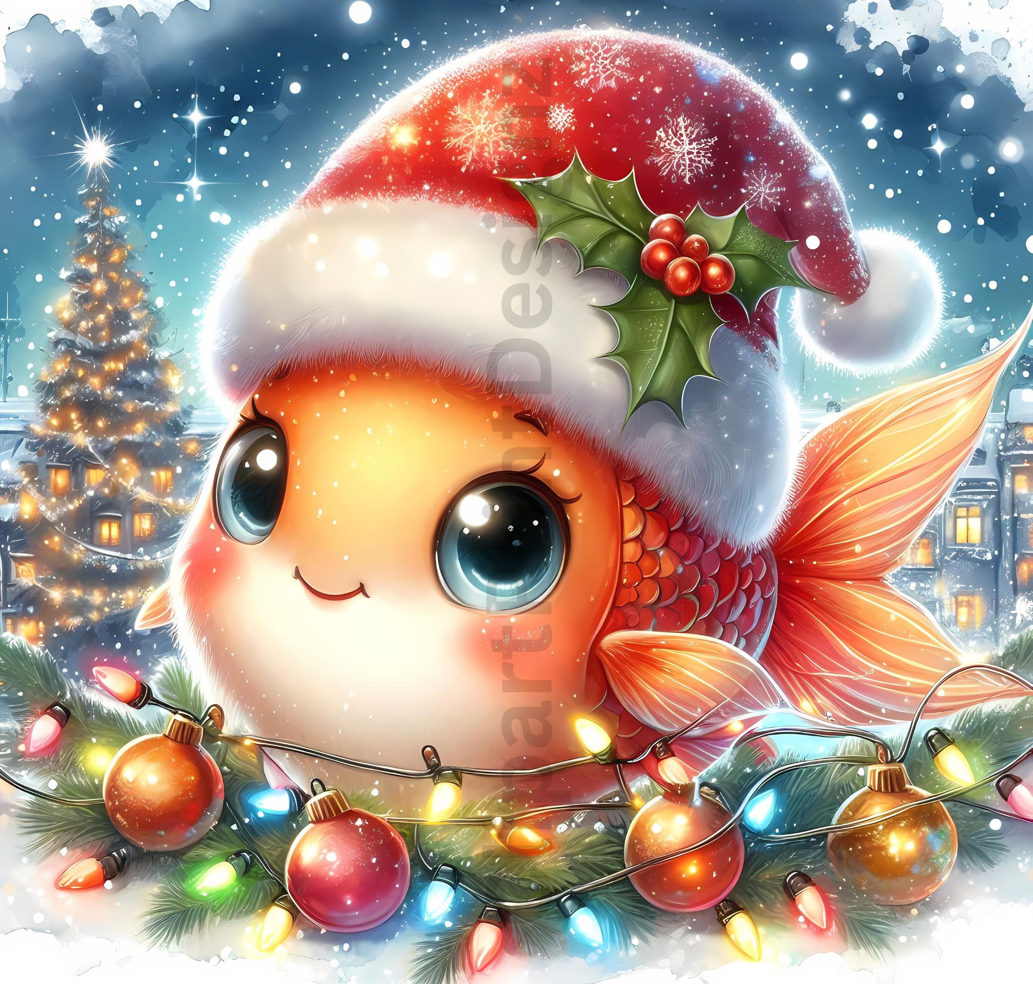 Cute Christmas Fish Clipart Bundle, Xmas Fishes Clip Art Images ...