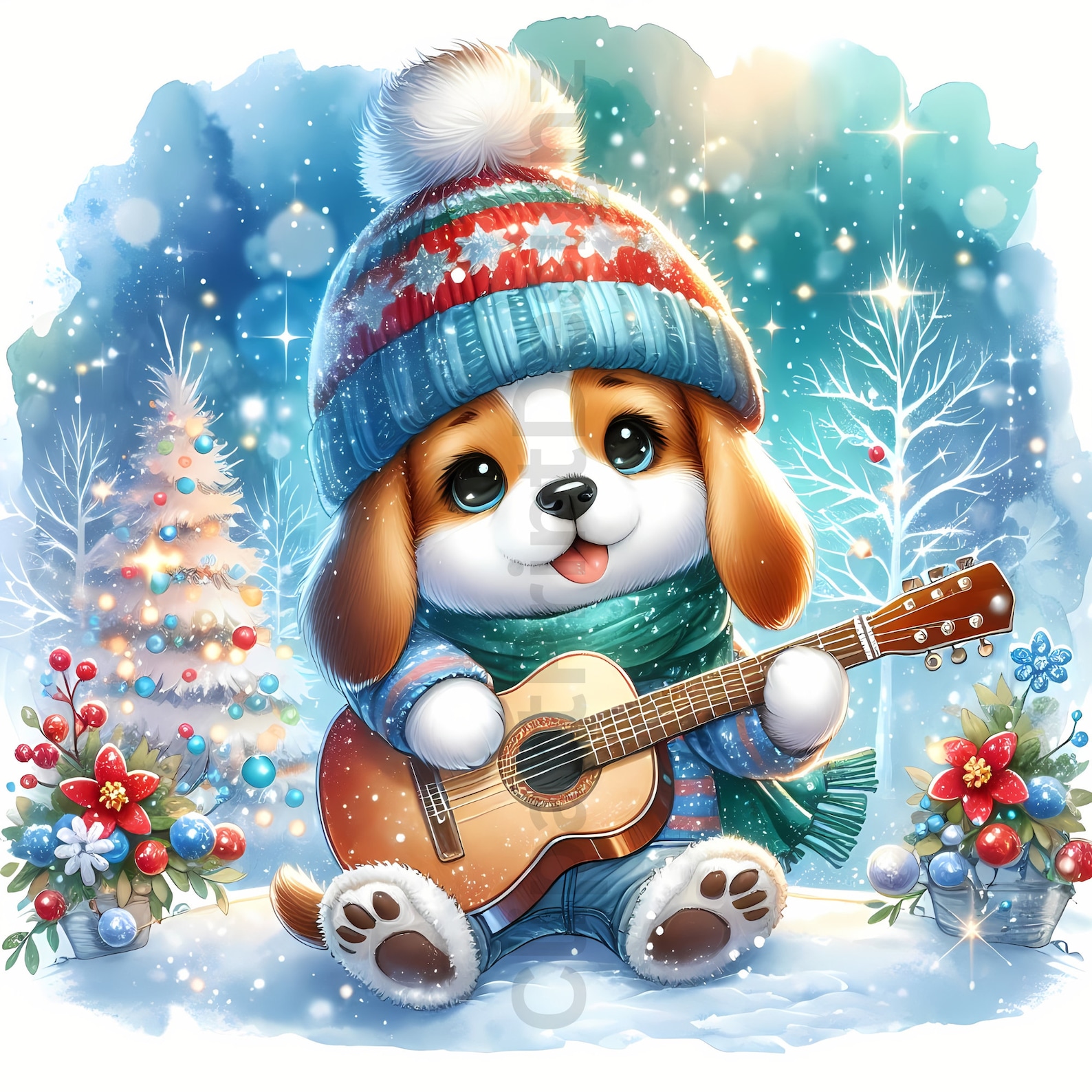 Cute Winter Dog Breeds Clipart Bundle Festive Watercolor Clip - Etsy