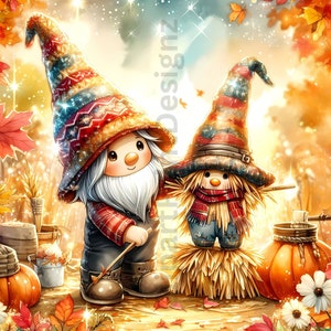 Cute Fall Gnomes Clipart Bundle, Watercolor Gnome Clip Art Images, High ...