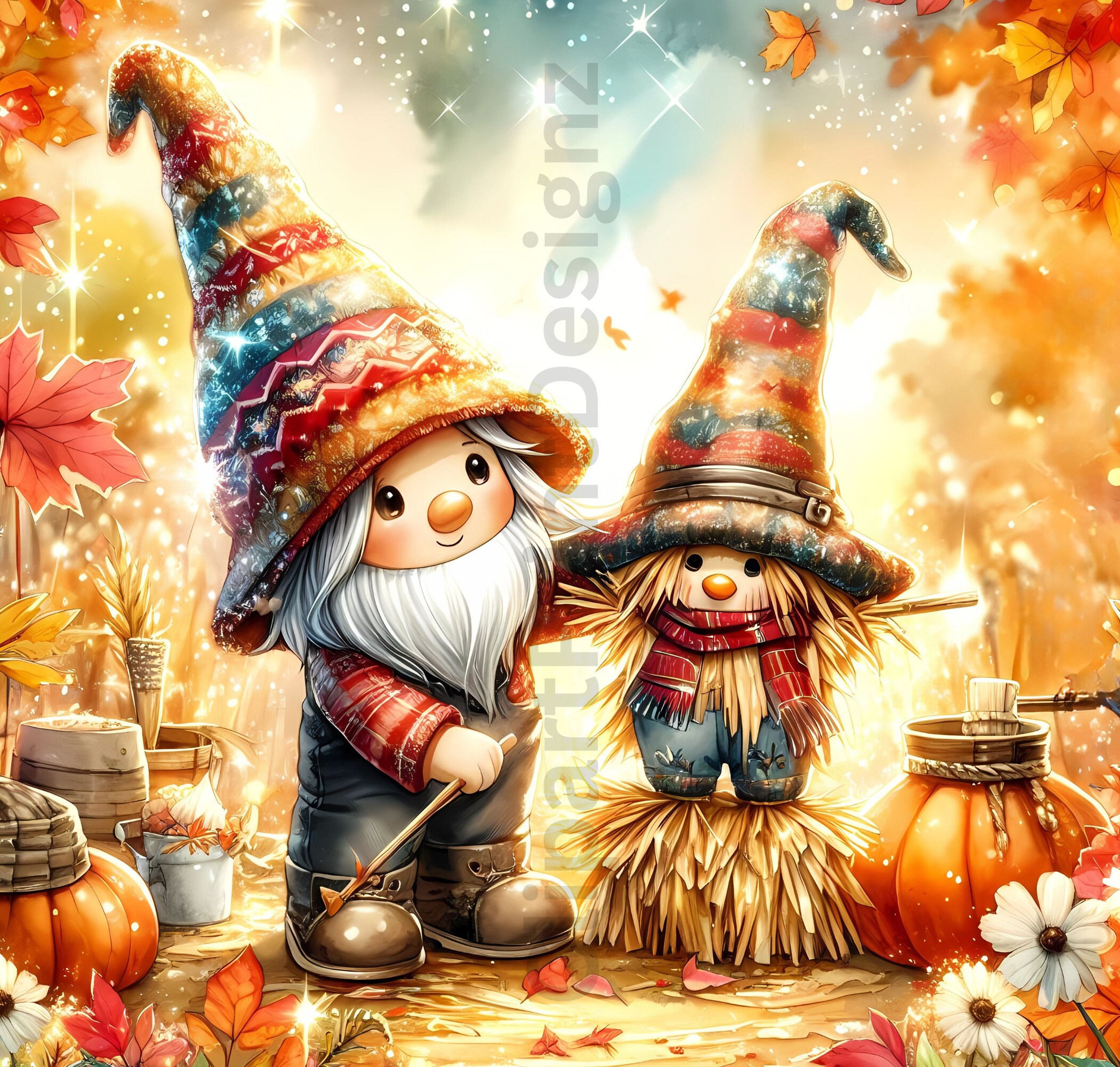 Cute Fall Gnomes Clipart Bundle, Watercolor Gnome Clip Art Images, High ...