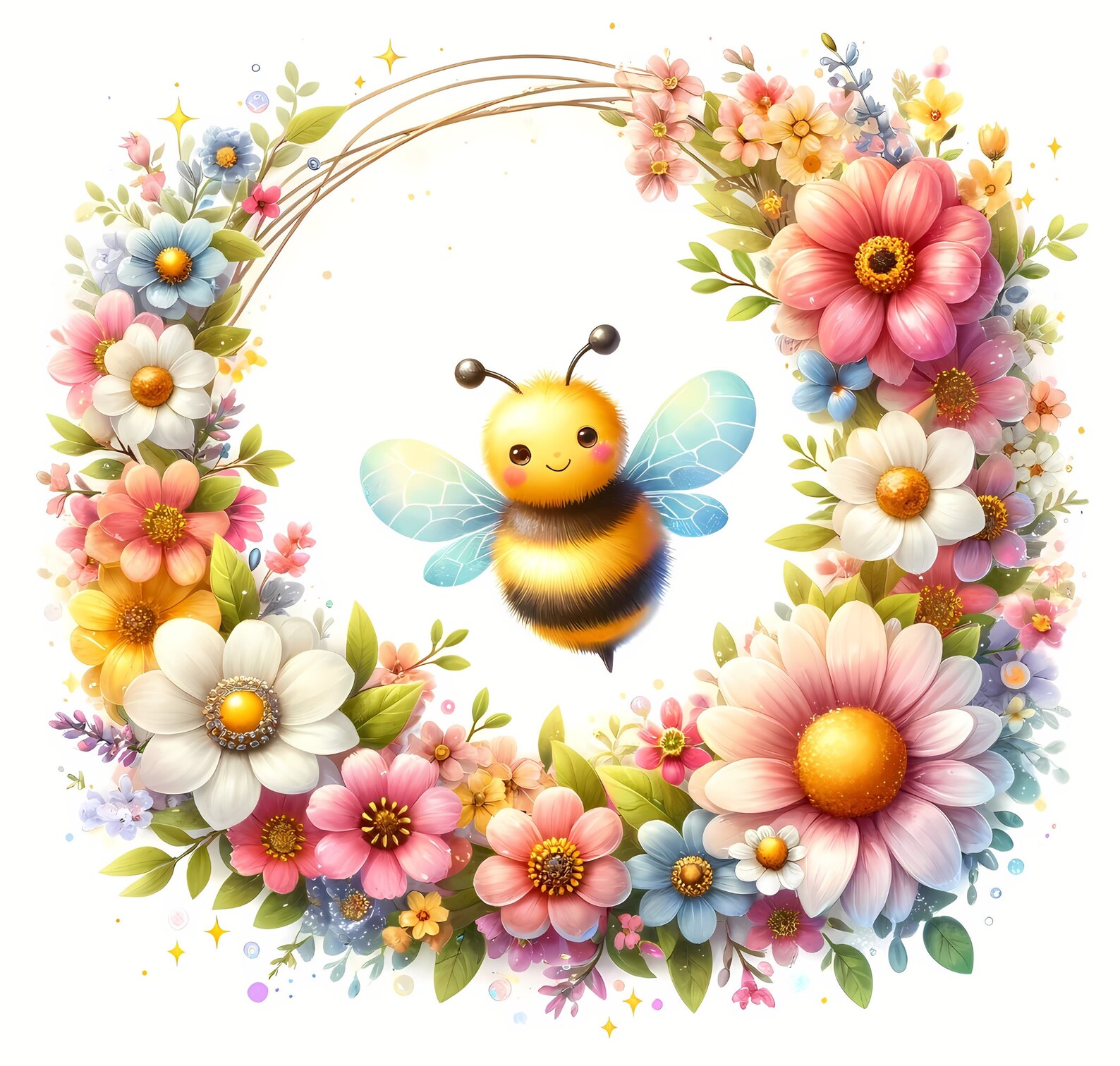 Cute Spring Bees Clipart Bundle, Watercolor Clip Art Images, 26 High ...