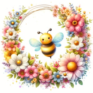Cute Spring Bees Clipart Bundle, Watercolor Clip Art Images, 26 High ...