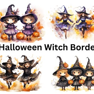 Watercolor Halloween Borders, Clipart Bundle, 44 Cute and Scary ...