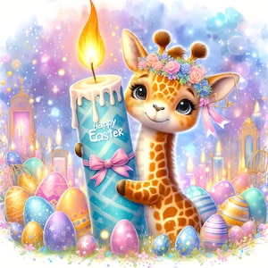 Cute Easter Giraffes Clipart, Funny Watercolor Animal Images, High ...