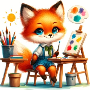 Cute Back to School Foxes Clipart Bundle, Watercolor Fox Clip Art ...