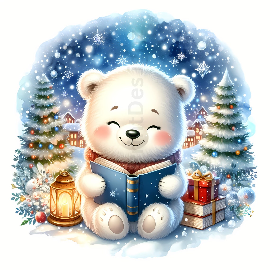 Cute Winter Polar Bear Clipart Bundle Festive Watercolor Clip - Etsy