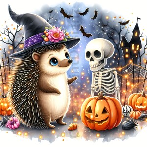Cute Halloween Hedgehogs Clipart Bundle, Watercolor Hedgehog Clip Art ...