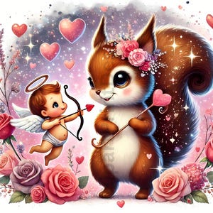 Cute Valentines Day Squirrels Clipart Bundle, Valentine Squirrel Clip ...