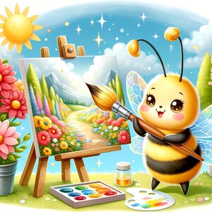 Cute Spring Bees Clipart Bundle, Watercolor Clip Art Images, 26 High ...