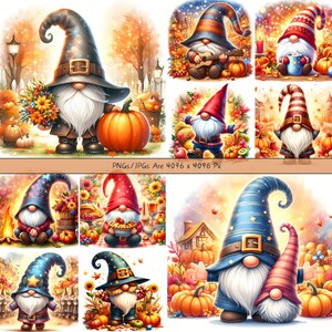 Happy Thanksgiving Gnomes Clipart Bundle, Watercolor Gnome Clip Art ...