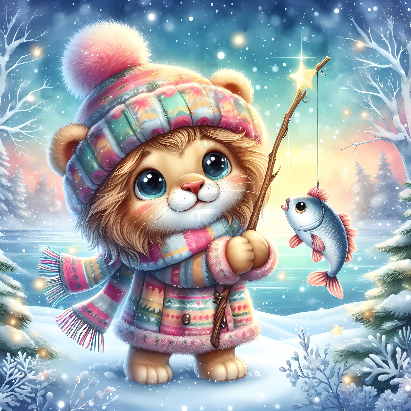 Cute Watercolor Winter Animals Clipart Bundle, Animal Images, 20 High ...