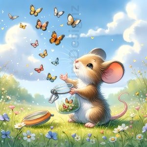 Cute Spring Mouse Clipart Bundle, Festive Watercolor Clip Art Images ...