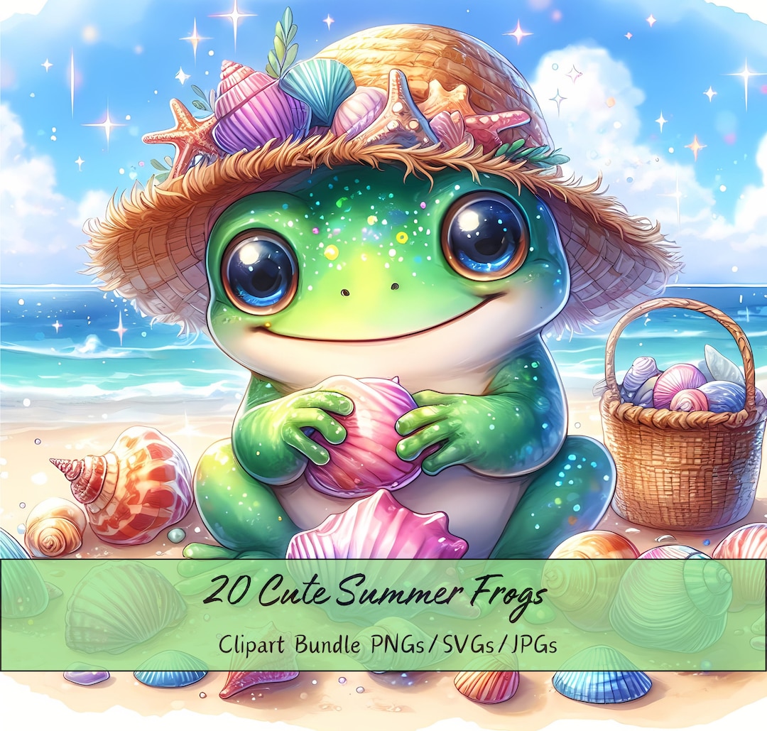 Cute Summer Frogs Clipart Bundle, Watercolor Frog Clip Art Images, High ...