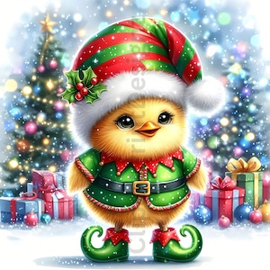 Cute Christmas Chicken Clipart Bundle, Xmas Chick Clip Art Images ...