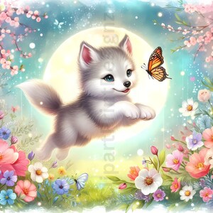 Cute Spring Wolves Clipart Bundle, Watercolor Clip Art Images, High ...
