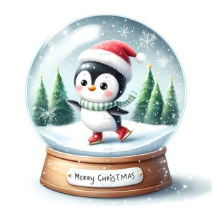 Cute Watercolor Christmas Animals in Snow Globes, Clipart Bundle, 14 ...