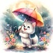 Cute Spring Animals Holding Umbrellas Clipart Bundle, Watercolor Clip ...