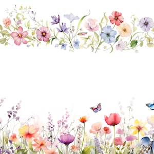 Watercolor Spring Flower Borders, Clipart Bundle, 20 High Quality Pngs ...