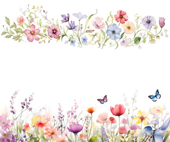 Bordes De Página Con Flores De Primavera Amazon.com: 60 Calcomanías