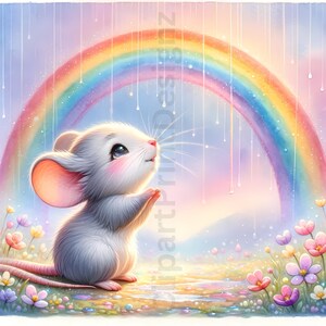 Cute Spring Mouse Clipart Bundle, Festive Watercolor Clip Art Images ...