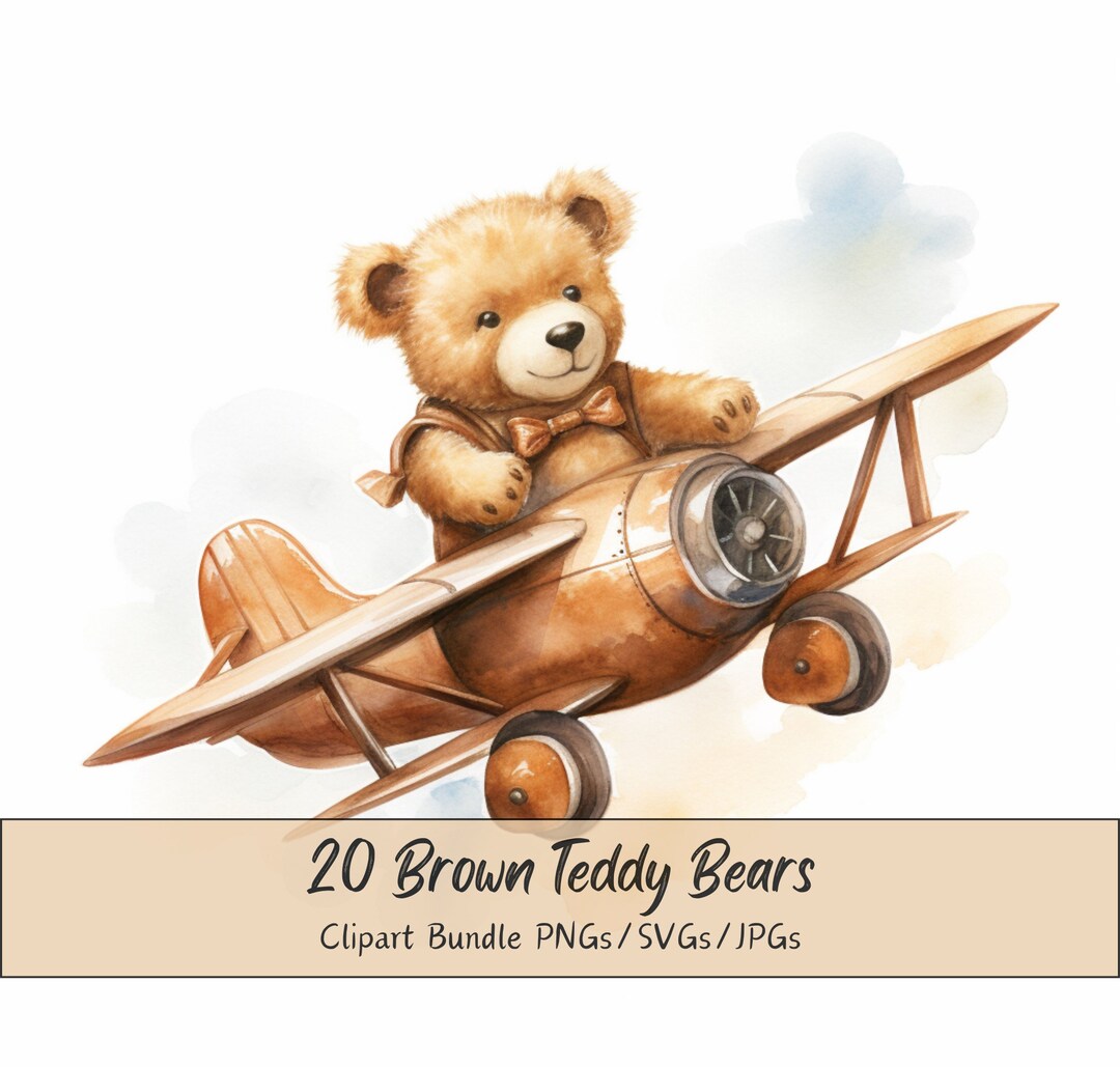 20 Brown Watercolour Teddy Bear Clipart, Pngs/jpgs/svgs, Bundle for ...