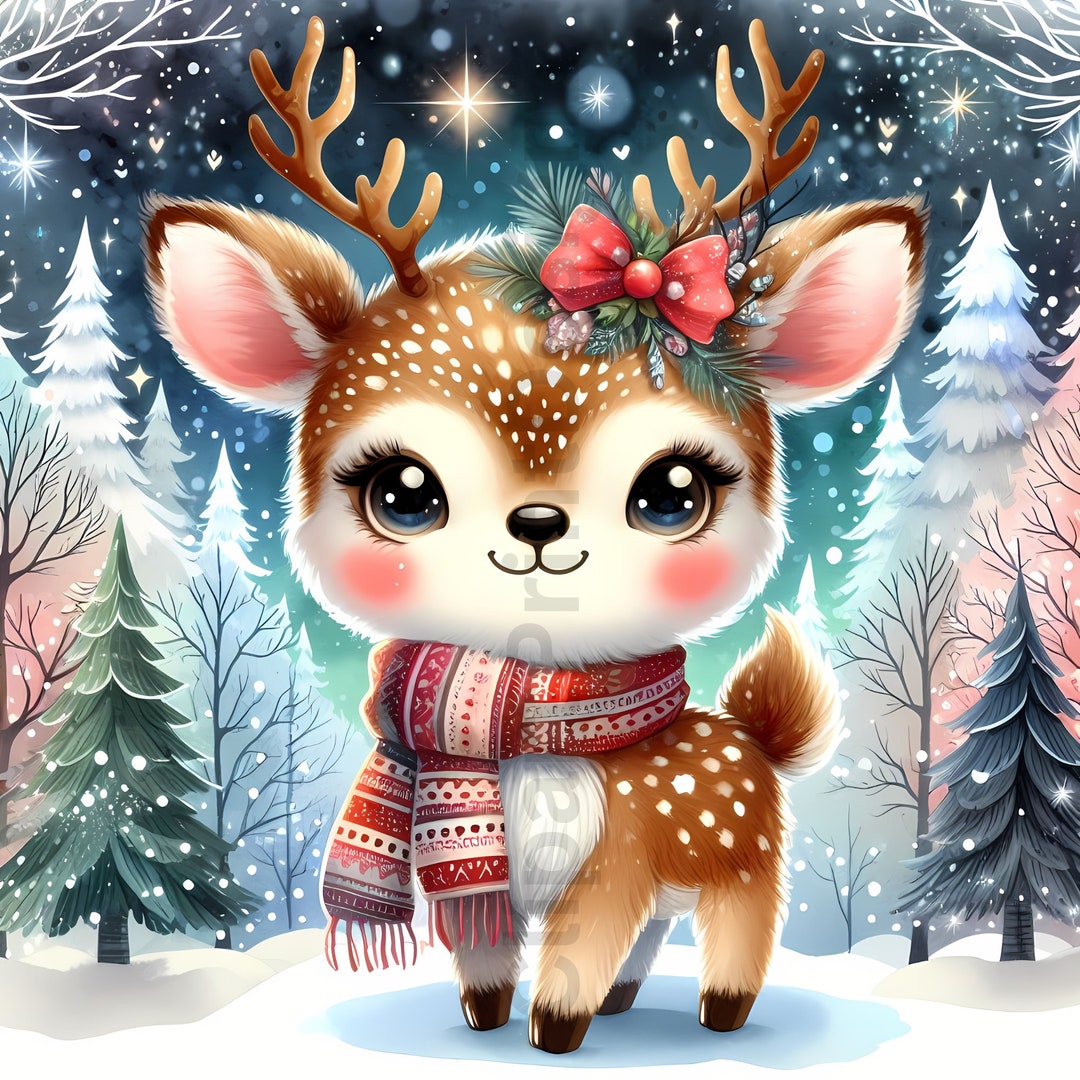 Cute Winter Woodland Animals Clipart Bundle, Festive Watercolor Clip ...