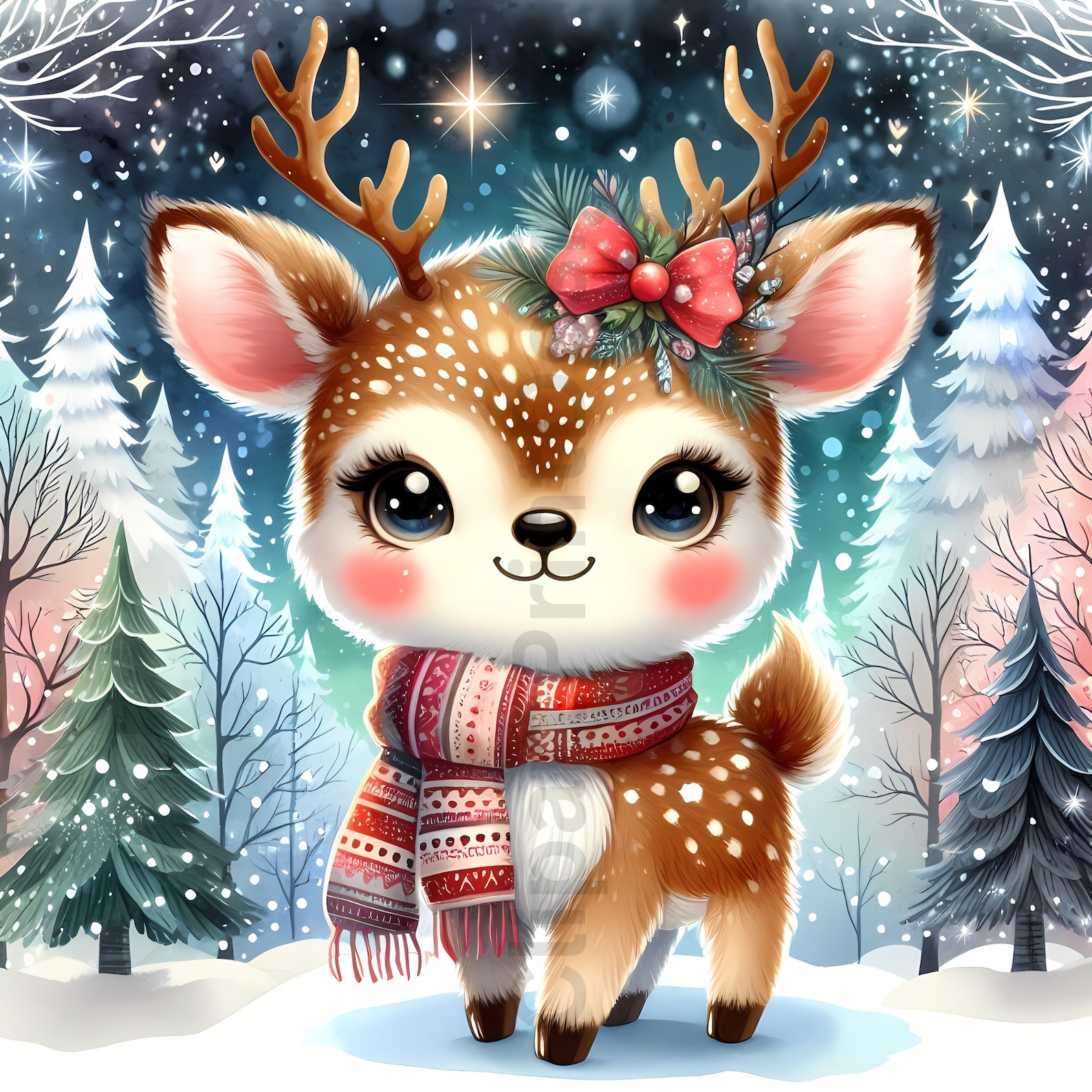 Cute Winter Woodland Animals Clipart Bundle, Festive Watercolor Clip ...