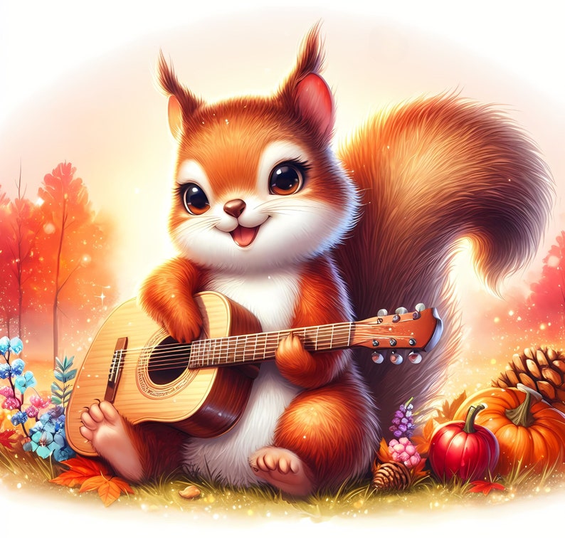 Cute Fall Squirrels Clipart Bundle, Watercolor Autumn Squirrel Clip Art ...