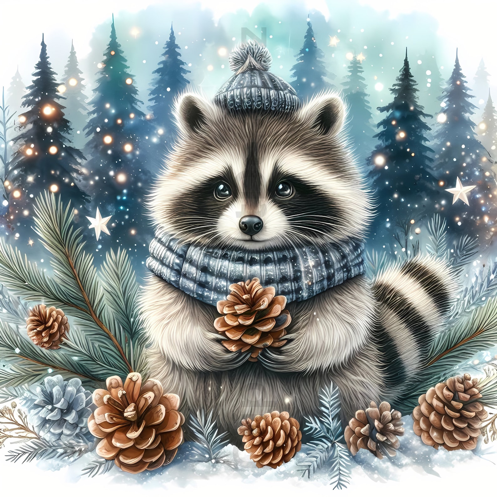 Cute Winter Woodland Animals Clipart Bundle Festive - Etsy