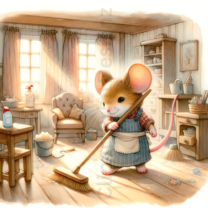 Cute Spring Mouse Clipart Bundle, Festive Watercolor Clip Art Images ...