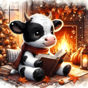 Cute Fall Cows Clipart Bundle, Watercolor Cow Clip Art Images, High ...