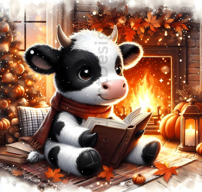 Cute Fall Cows Clipart Bundle, Watercolor Cow Clip Art Images, High ...