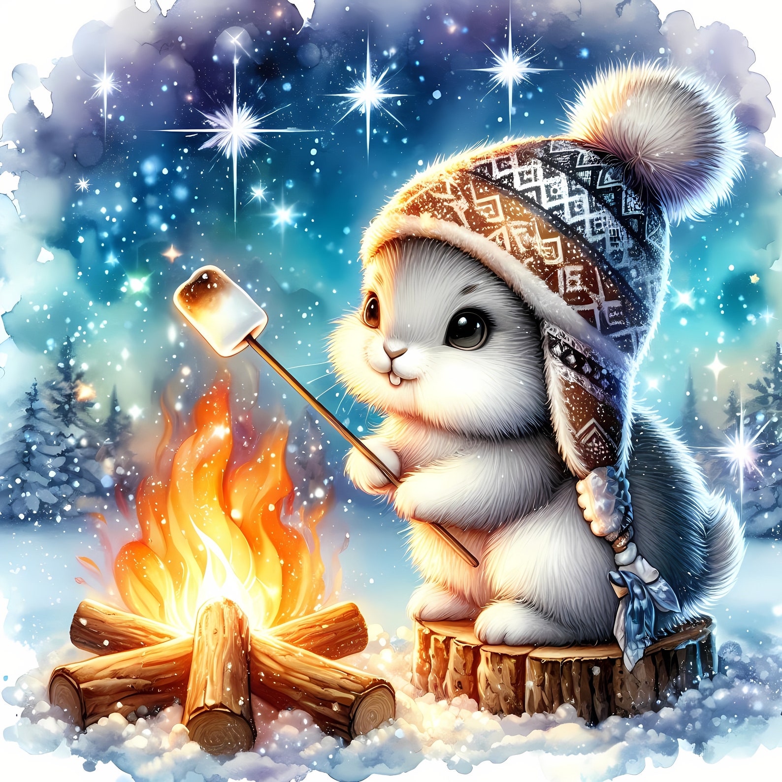 Cute Watercolor Winter Animals Clipart Bundle, Baby Animal Images, 17 ...