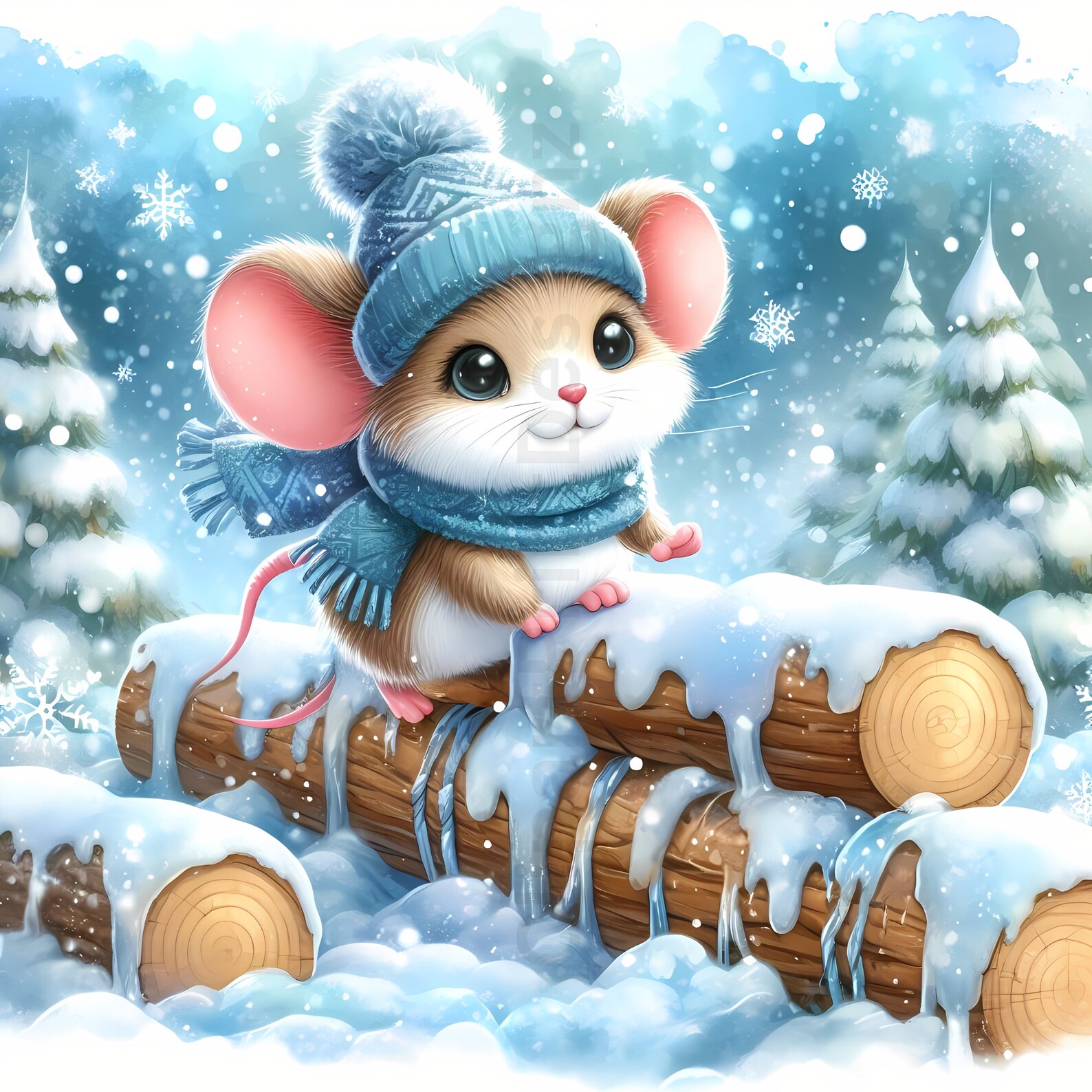 Cute Winter Mouse Clipart Bundle, Watercolor Clip Art Images, 20 High ...