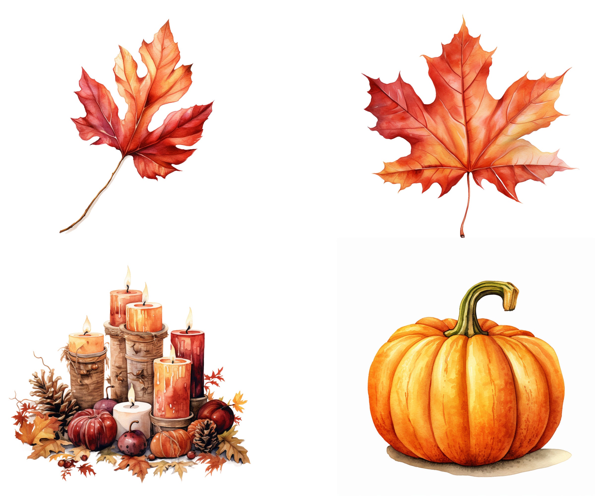 Watercolor Thanksgiving Clipart Bundle, 30 Cute Images, Grateful ...