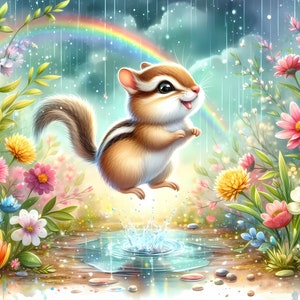 Cute Spring Chipmunks Clipart Bundle, Watercolor Clip Art Images, 20 ...