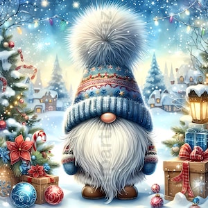 Festive Winter Gnomes Clipart Bundle, Cute Watercolor Gnome Clip Art ...