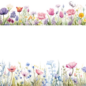 Watercolor Spring Flower Borders, Clipart Bundle, 20 High Quality Pngs ...