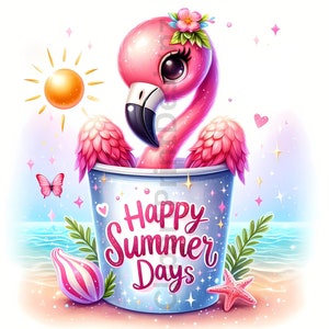 Cute Summer Cup Animals Clipart Bundle, Watercolor Floral Clip Art ...