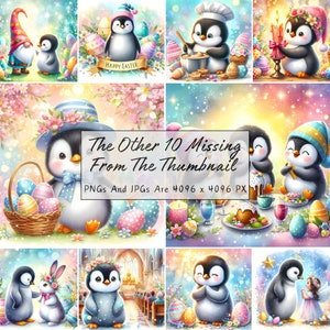 Cute Easter Penguins Clipart, Funny Watercolor Animal Images, High ...