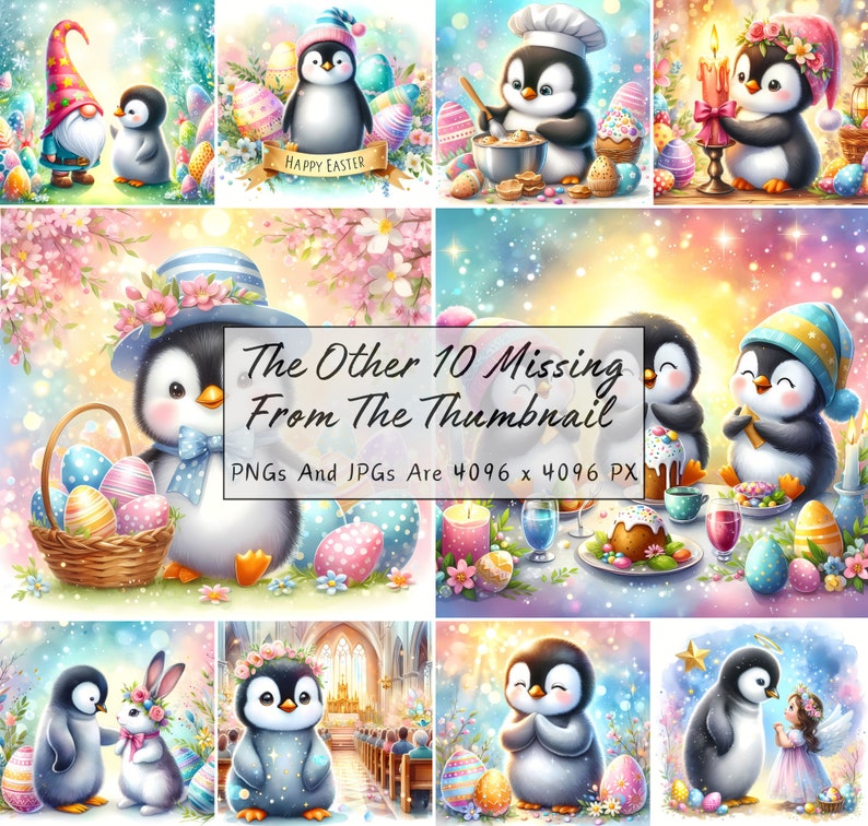 Cute Easter Penguins Clipart, Funny Watercolor Animal Images, High ...