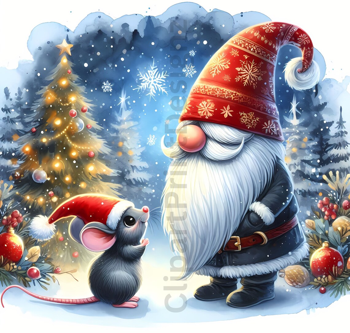 Cute Christmas Mouse Clipart Bundle, Xmas Mice Clip Art Images ...