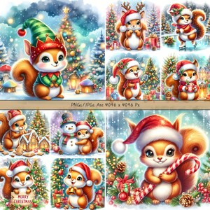 Cute Christmas Squirrels Clipart Bundle, Xmas Squirrel Clip Art Images ...