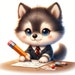 Cute Back to School Wolves Clipart Bundle, Watercolor Wolf Clip Art ...