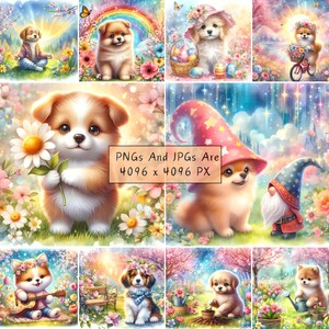 Cute Spring Dog Clipart Bundle, Watercolor Clip Art Images, 20 High ...