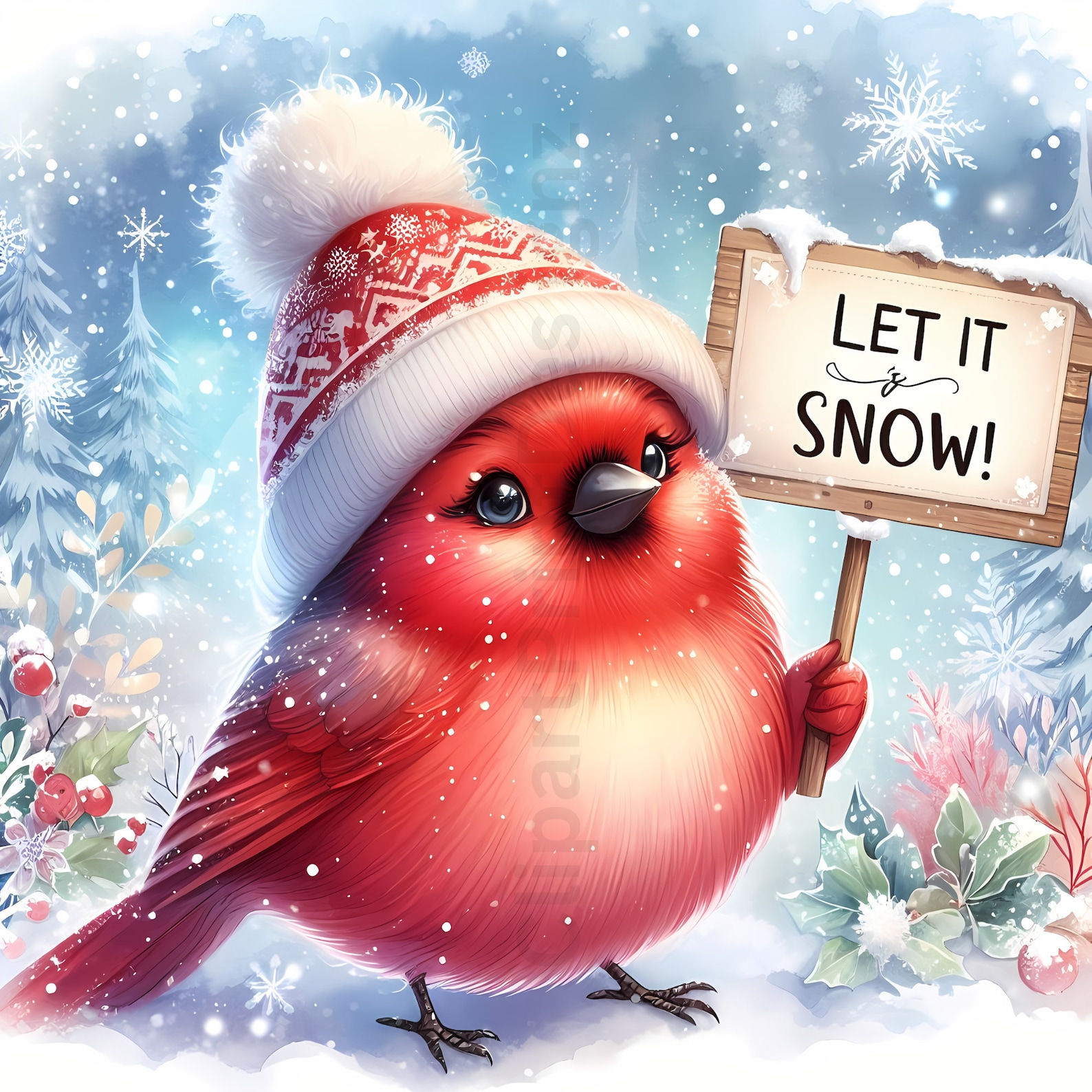 Cute Watercolor Winter Animals Clipart Bundle, Baby Animal Images, 17 ...