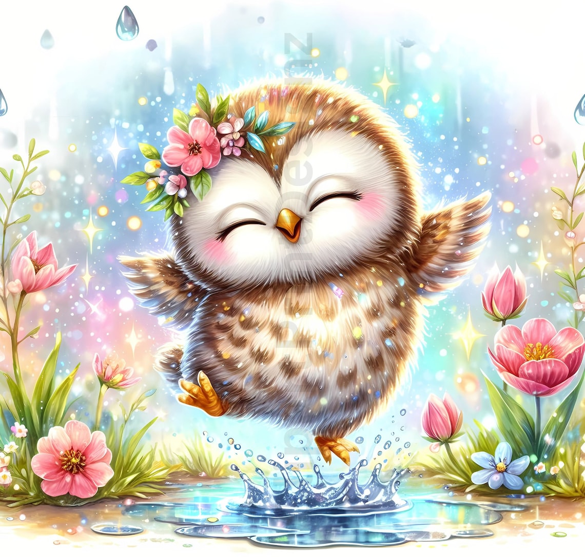 Cute Spring Owls Clipart, Watercolor Animal Images, High Quality Bundle ...