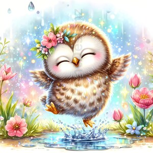 Cute Spring Owls Clipart, Watercolor Animal Images, High Quality Bundle ...