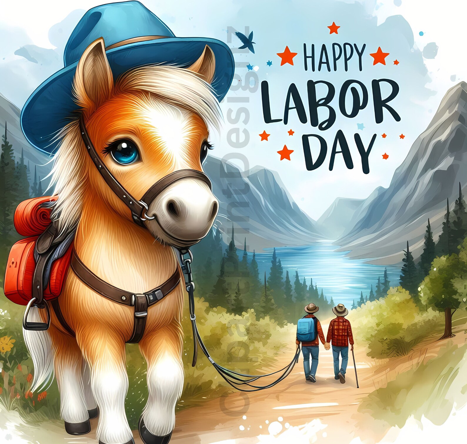 Cute Labor Day Animals Clipart Bundle, Watercolor Patriotic Files ...
